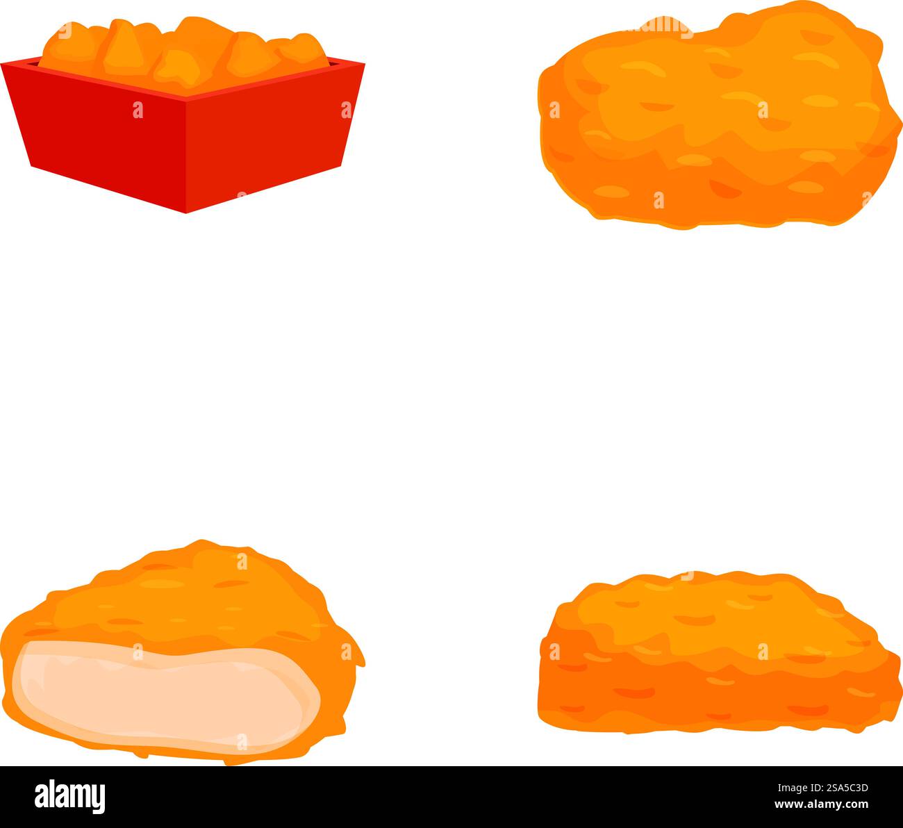 Tasty nugget icons set cartoon vector. Crispy fried chicken nugget. Fast food. Tasty nugget ...
