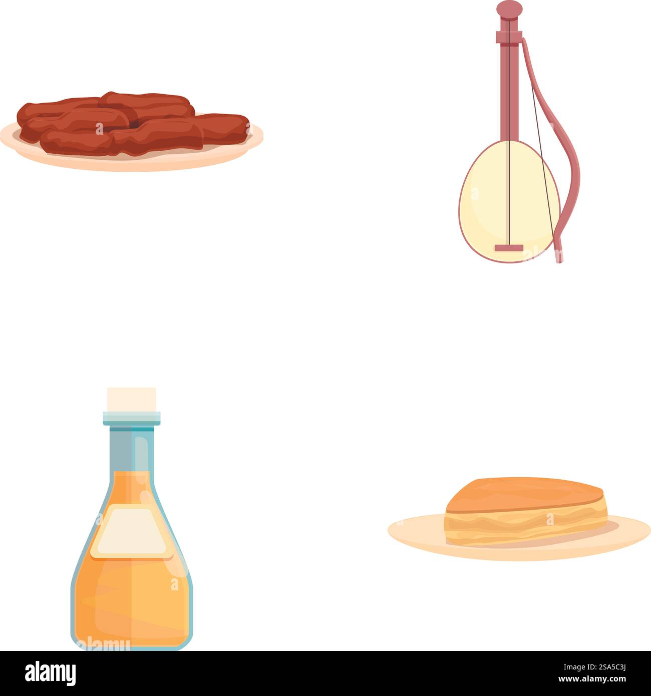 Albanian culture icons set cartoon vector. Cultural symbol of albania ...