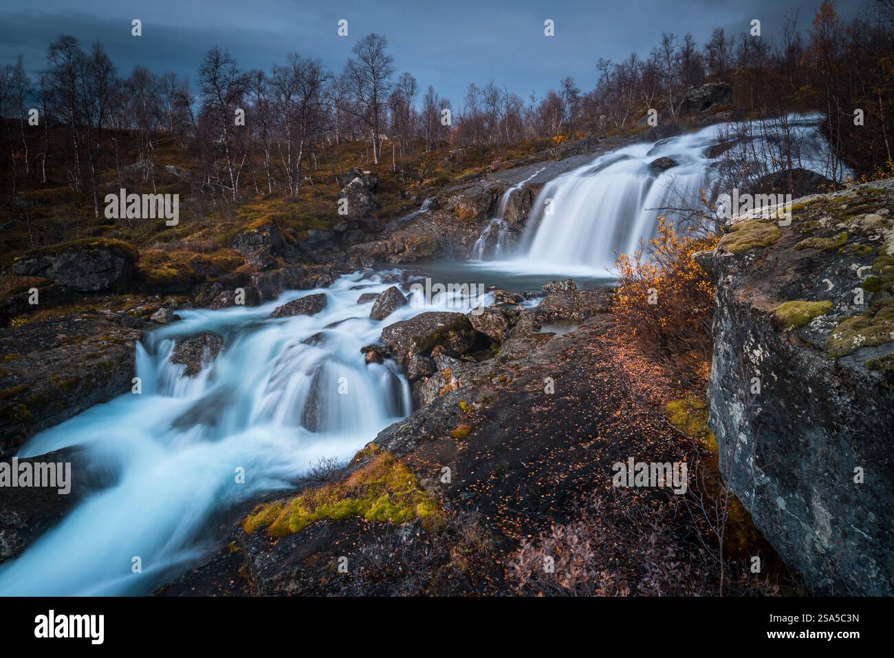 Beautiful waterfall in the wilderness of swedish lapland Stock Photo ...