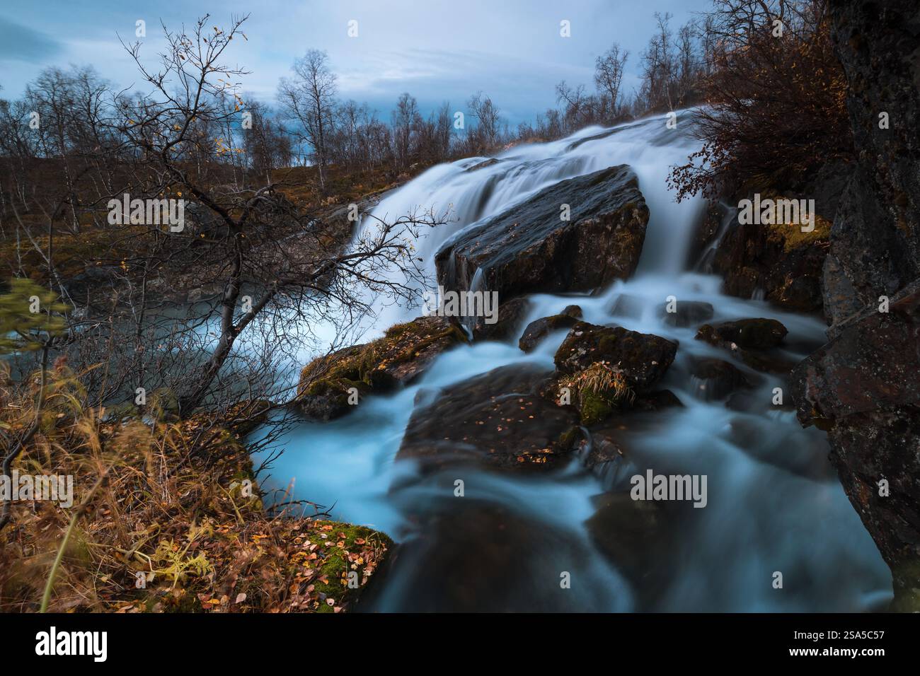 Beautiful waterfall in the wilderness of swedish lapland Stock Photo ...