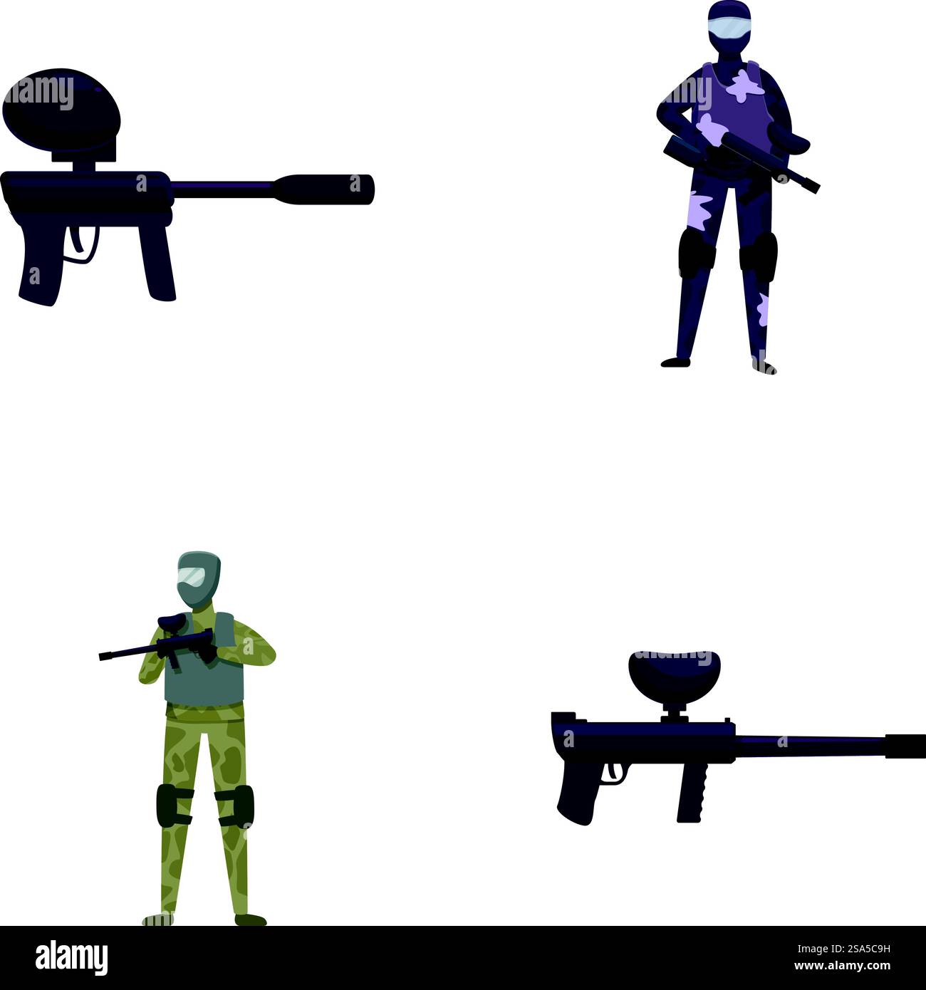 Set of militarythemed illustrations featuring soldiers and sniper ...