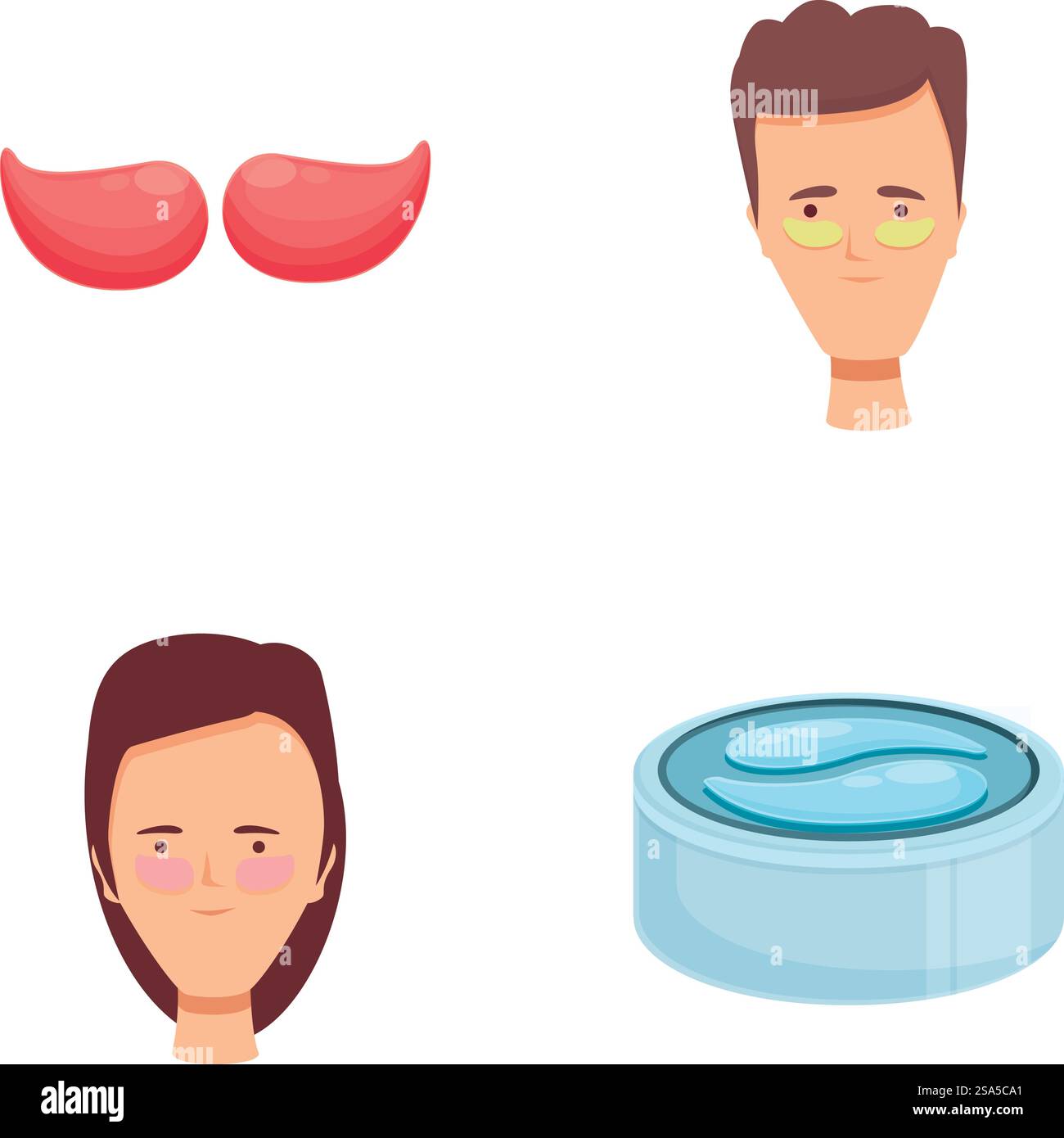 Cosmetic patches icons set cartoon vector. People with patches under ...