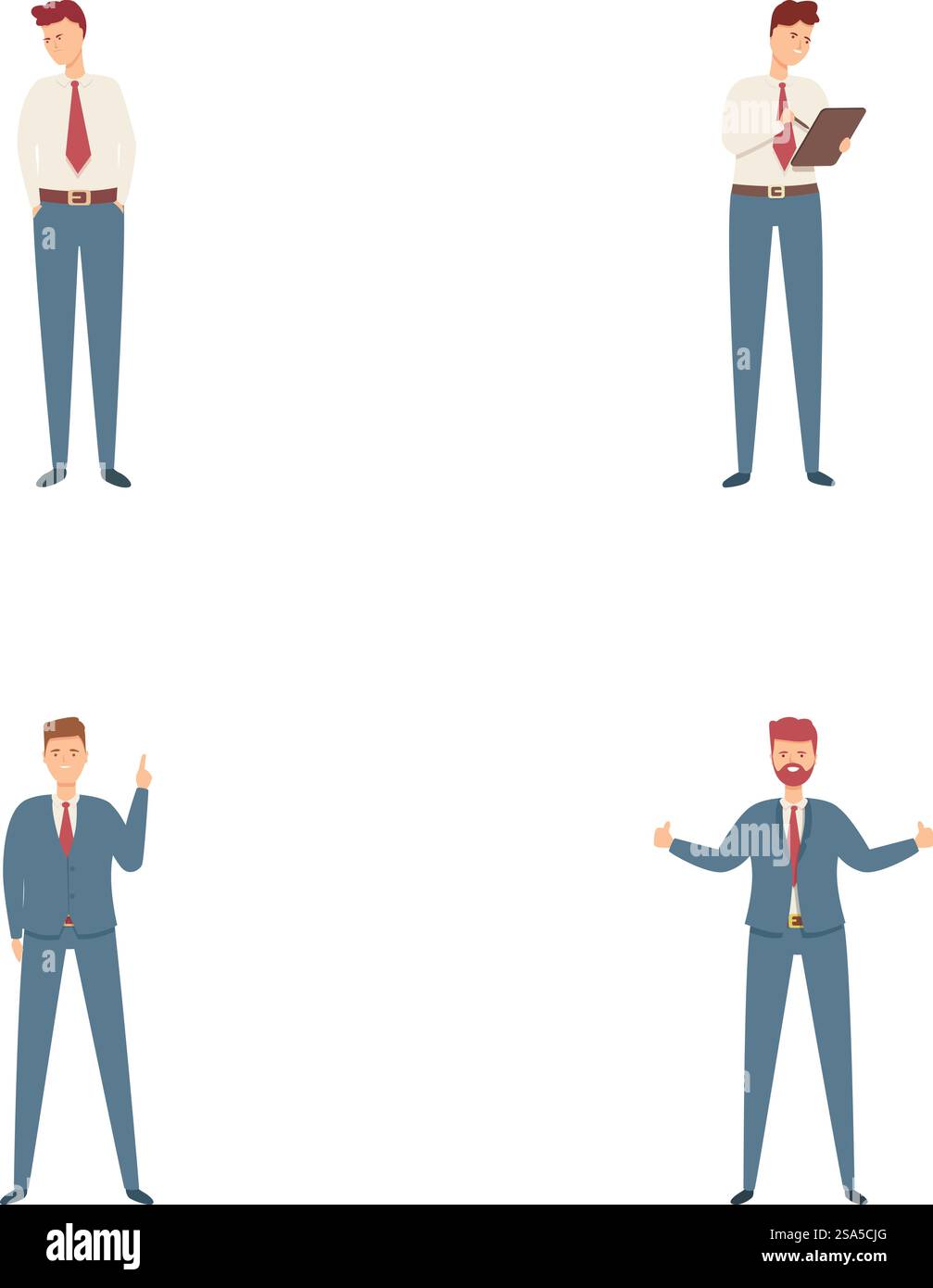 Director icons set cartoon vector. Young male executive in business ...