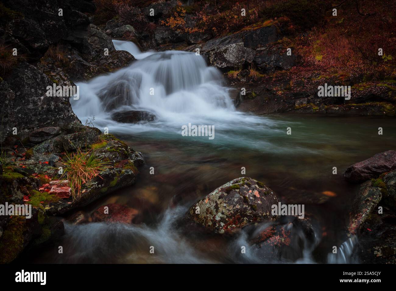 Beautiful waterfall in the wilderness of swedish lapland Stock Photo ...