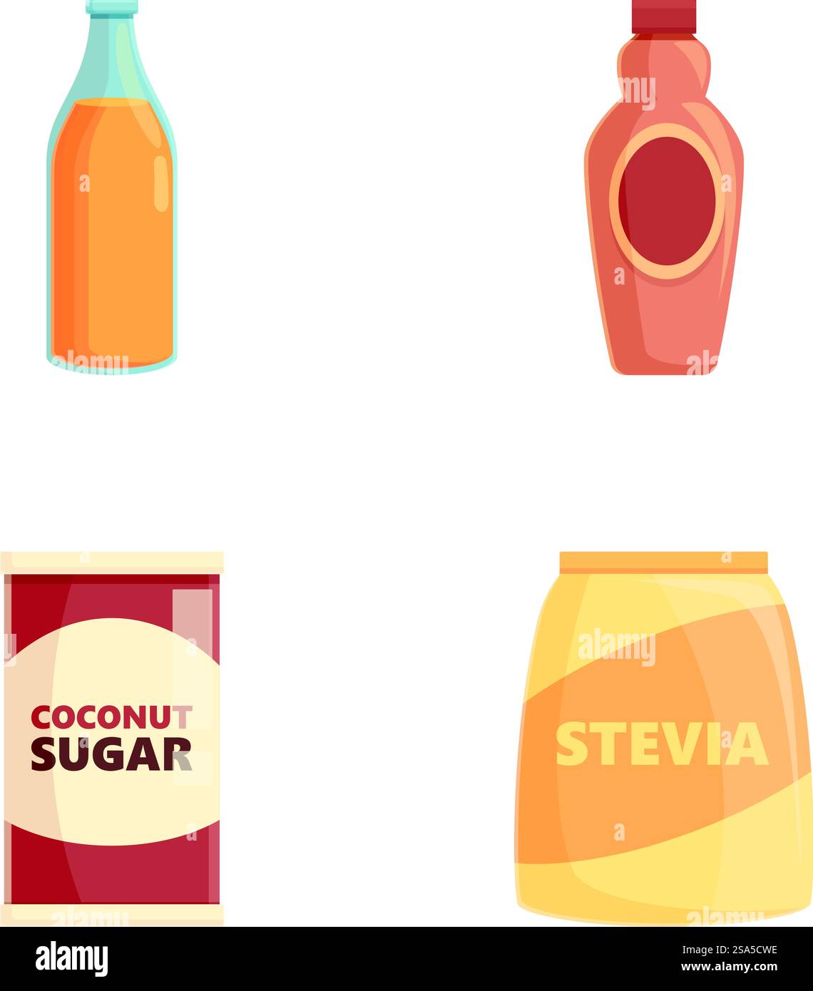 Natural sweetener icons set cartoon vector. Food substitute in various ...