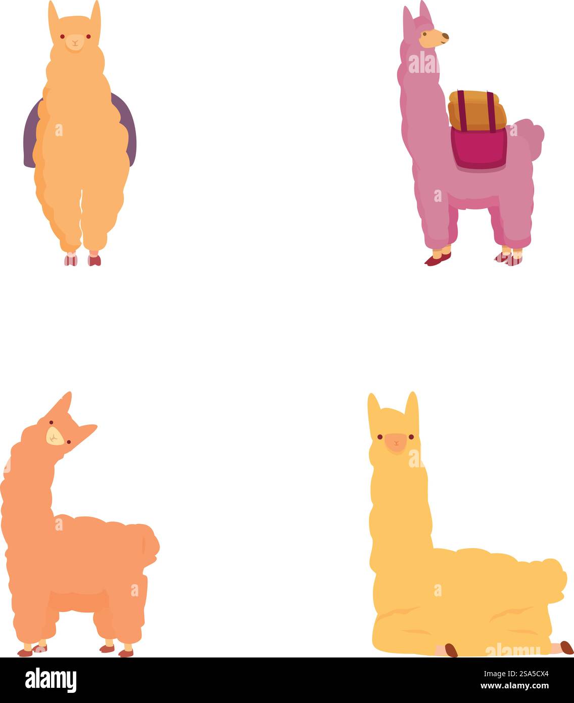 Funny llama icons set cartoon vector. Funny alpaca character. Cartoon ...