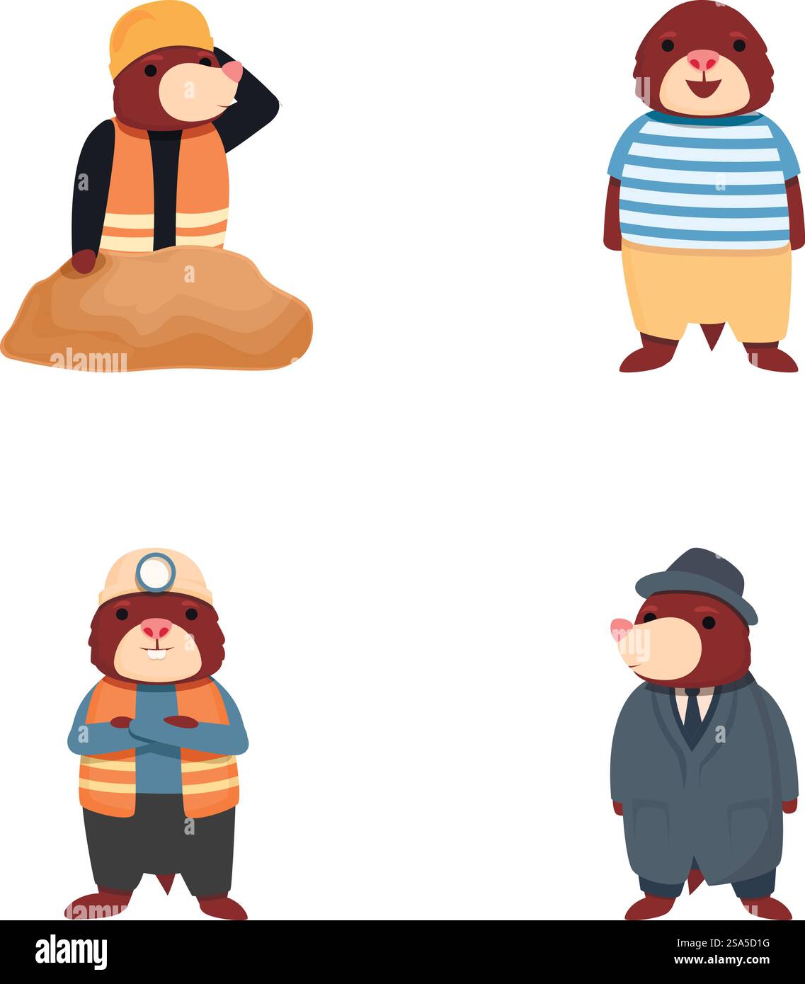 Mole icons set cartoon vector. Cute cartoon mole character. Funny ...