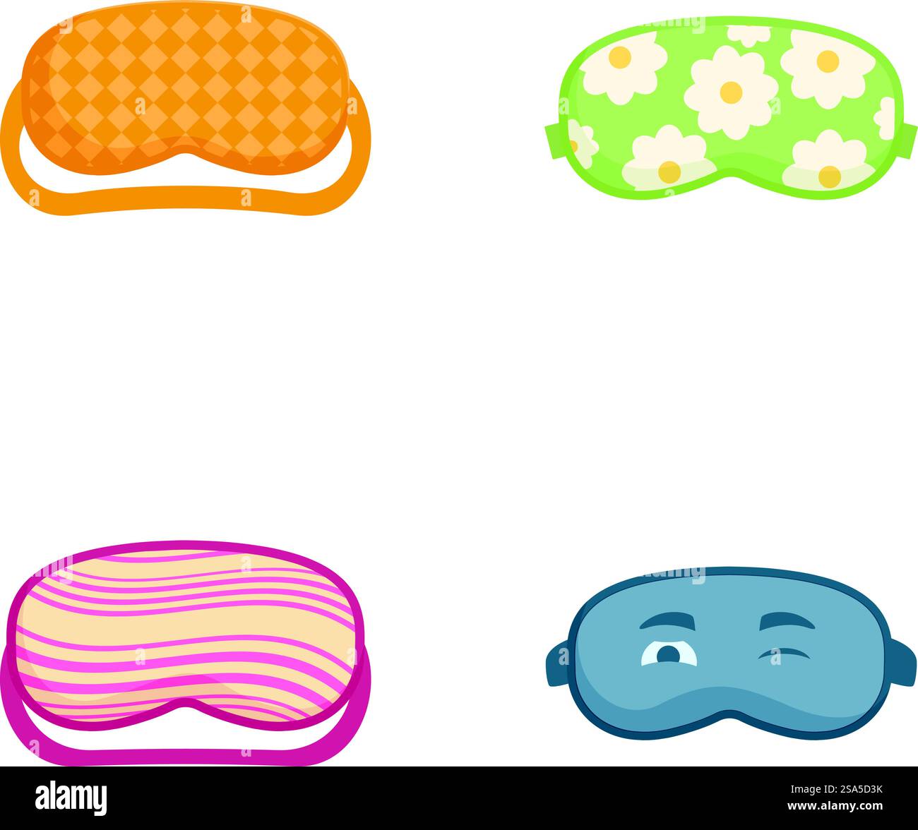 Vector illustration of four different sleep eye masks with various ...