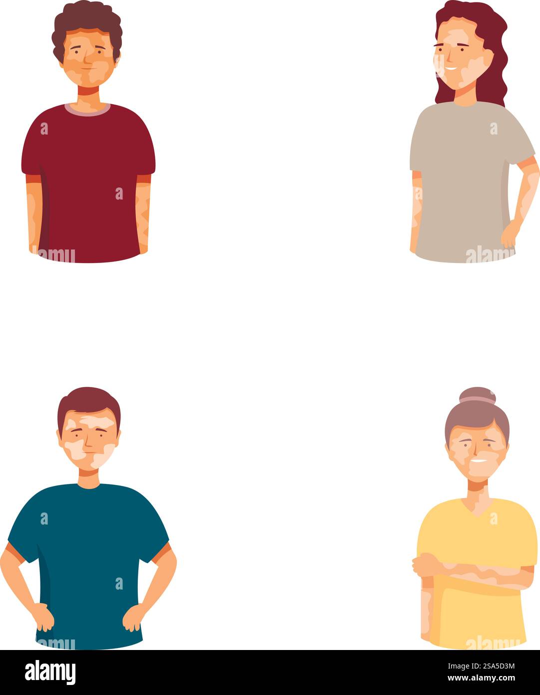 Vector illustrations of four diverse cartoon characters standing with ...