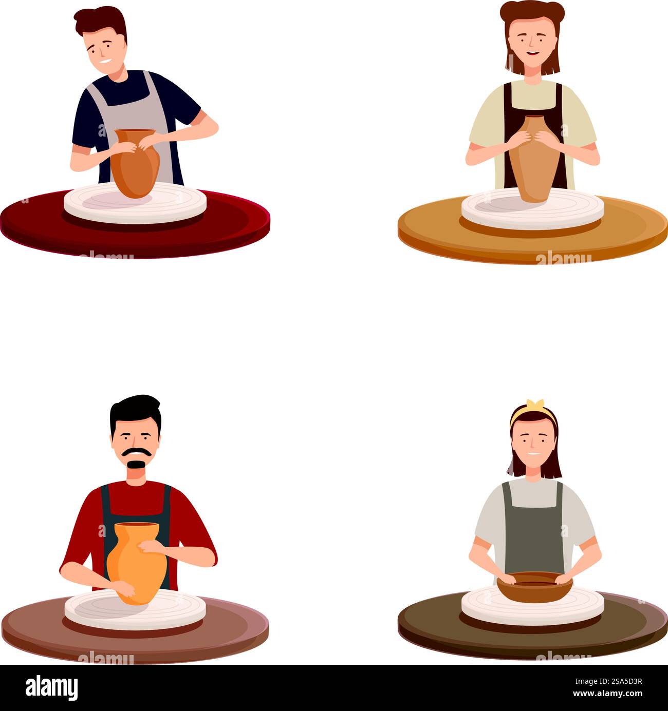 Collection of illustrations featuring various individuals focused on ...