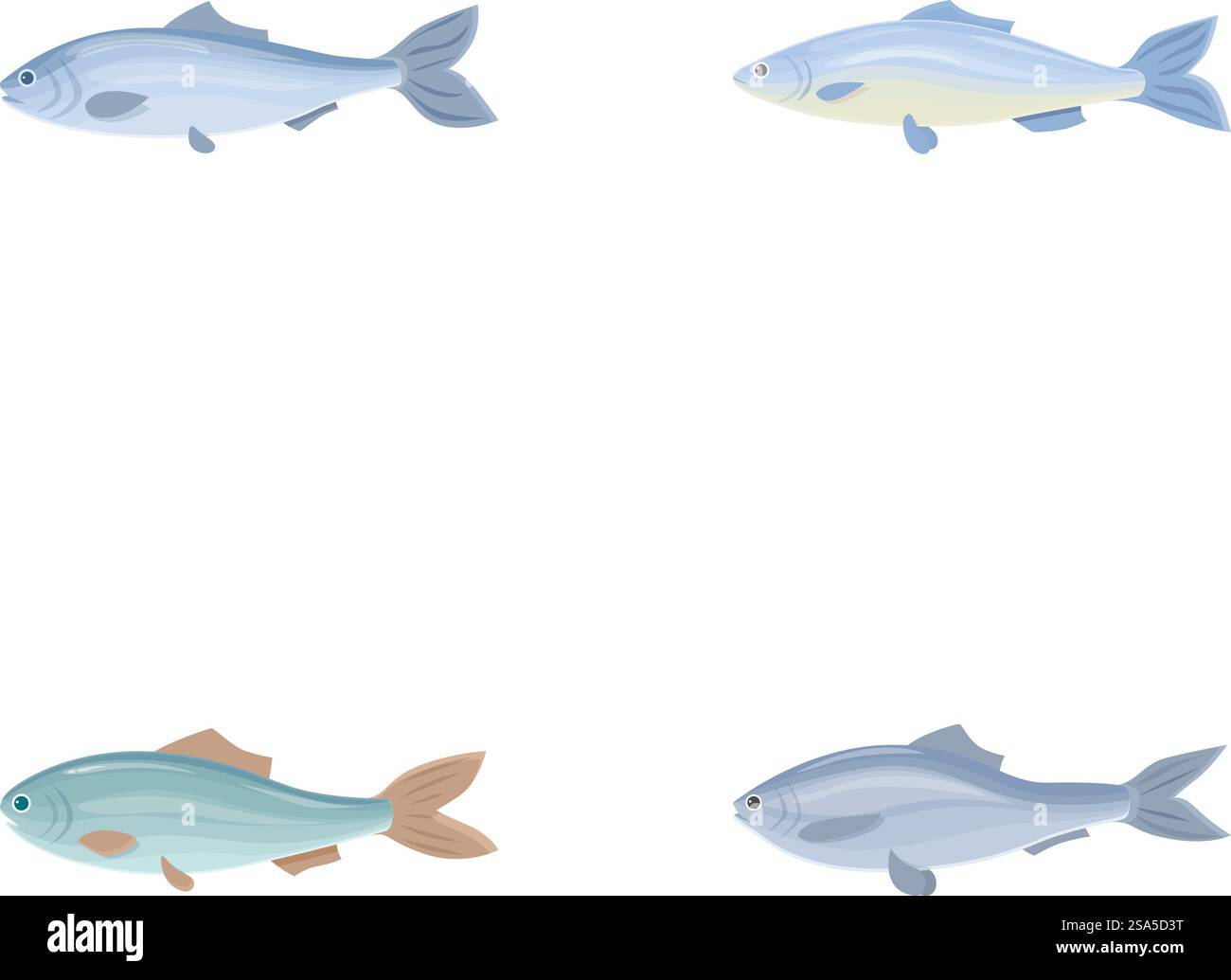 Fish icons set cartoon vector. Fresh raw edible cartoon fish. Seafood ...
