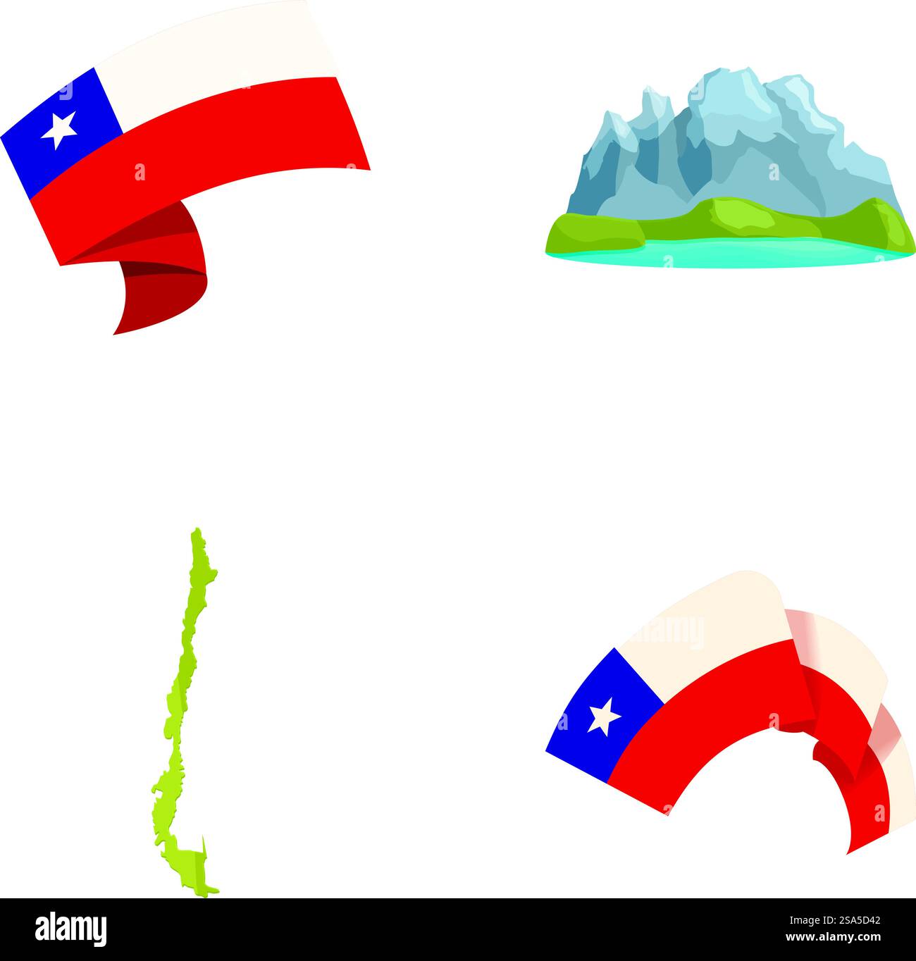 Chile travel icons set cartoon vector. Landmark of chile. South america ...