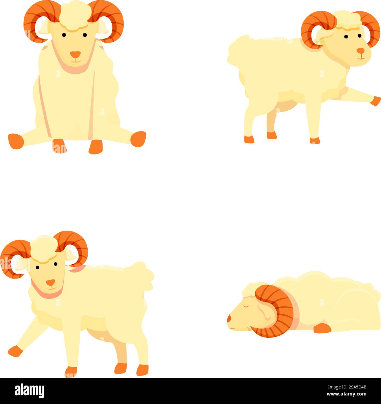 Collection of illustrated rams in different positions, perfect for ...