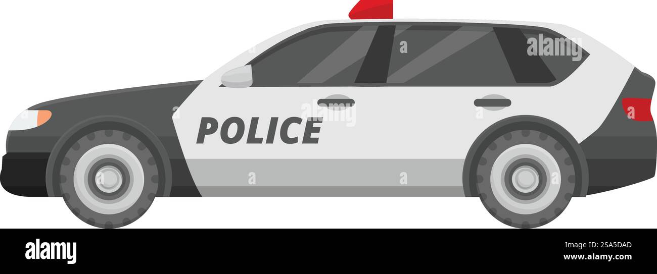 Police car standing still with lights turned off on white background ...