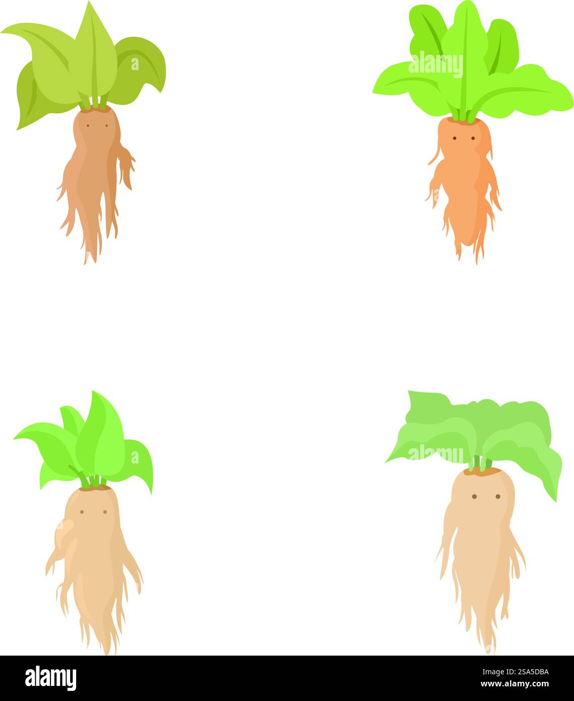 Colorful and vibrant cartoon root vegetables collection vector ...