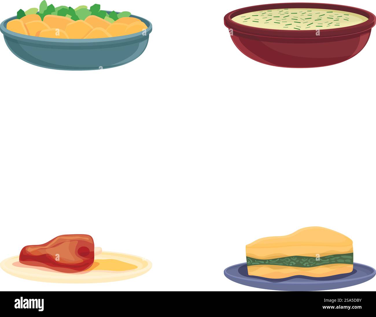 Balkan food icons set cartoon vector. Traditional dish from balkan ...