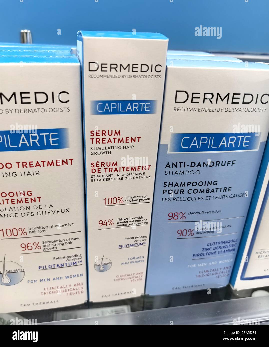 Bobruisk, Belarus - 26 January 2025: Shelves display a range of hair ...