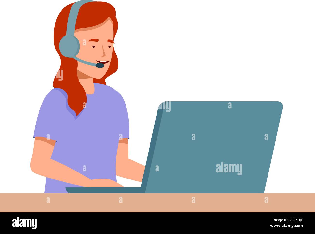 Woman working call center remotely Stock Vector Images - Alamy