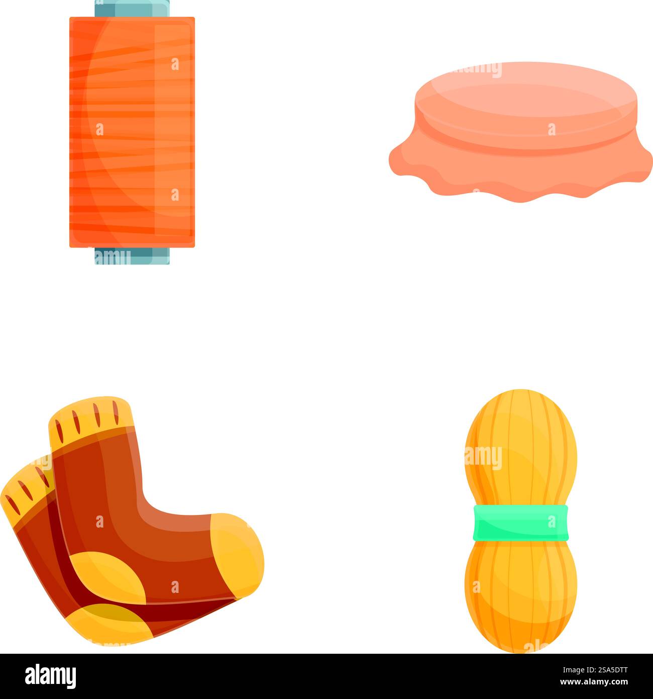 Hand made icons set cartoon vector. Various haberdashery item ...