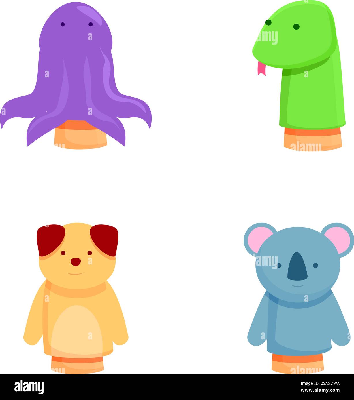 Set of four adorable cartoon animals including an octopus hi-res stock ...