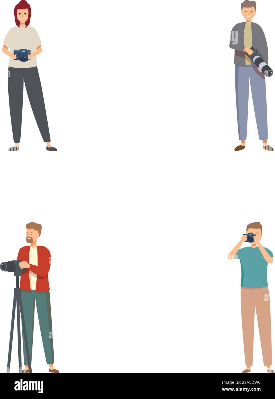 Diverse photographers illustration set with male and female ...