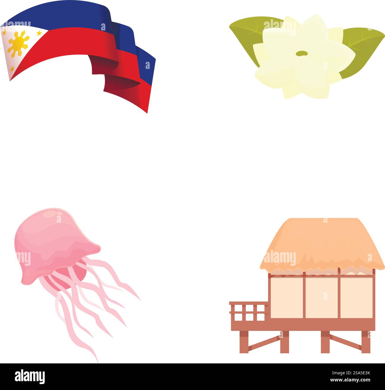 Philippines travel icons set cartoon vector. Philippine flag and ...