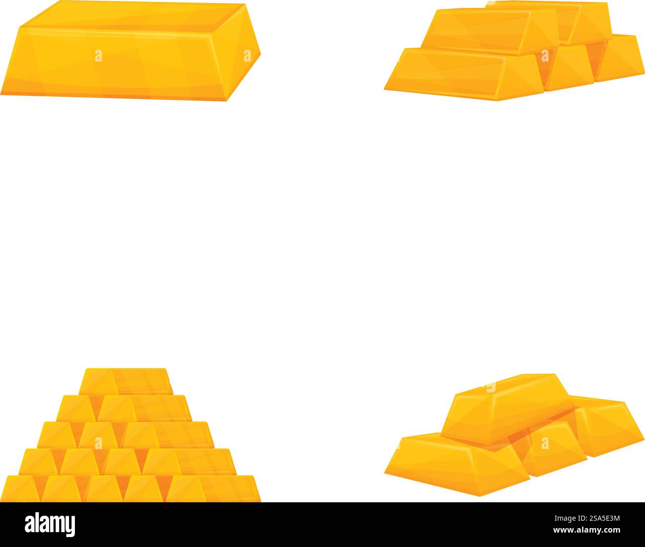 Gold treasure icons set cartoon vector. Shiny minted gold bar ...