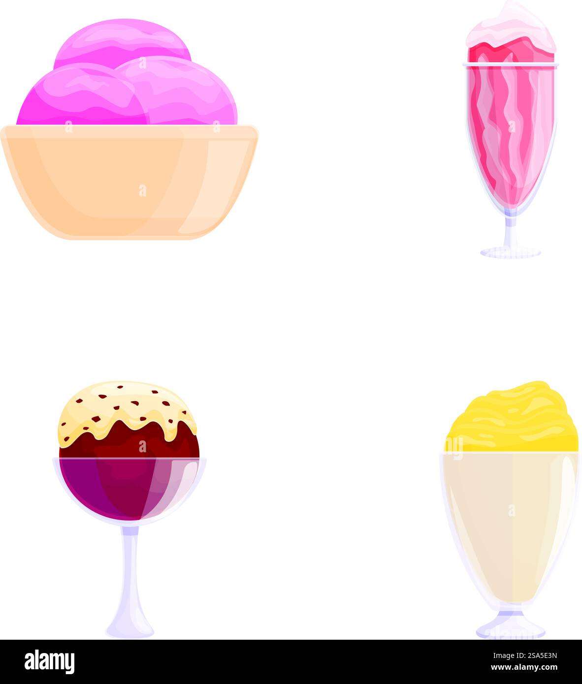 Gelato icons set cartoon vector. Ice cream in various flavor and ...