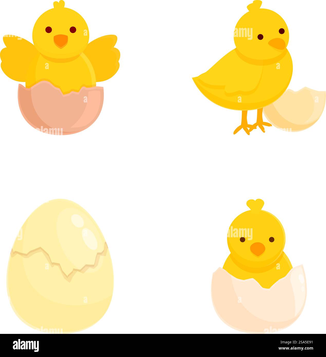 Adorable and cheerful cartoon chick collection featuring a variety of ...