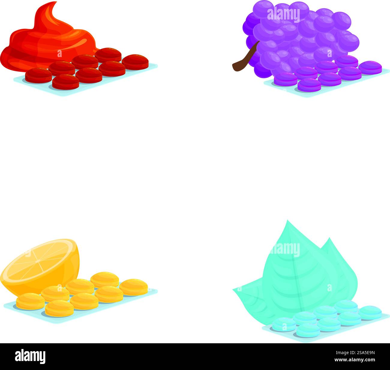 Lozenge icons set cartoon vector. Package of lozenge with various ...