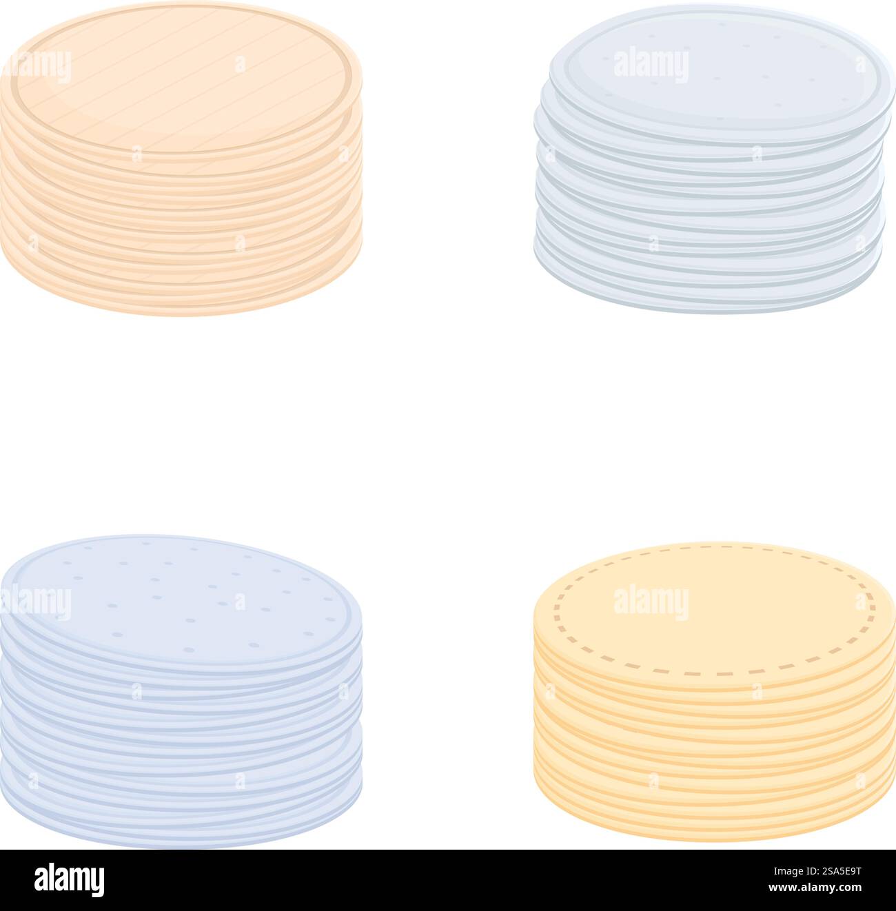 Four cartoon illustrations of stacked coins in different colors ...