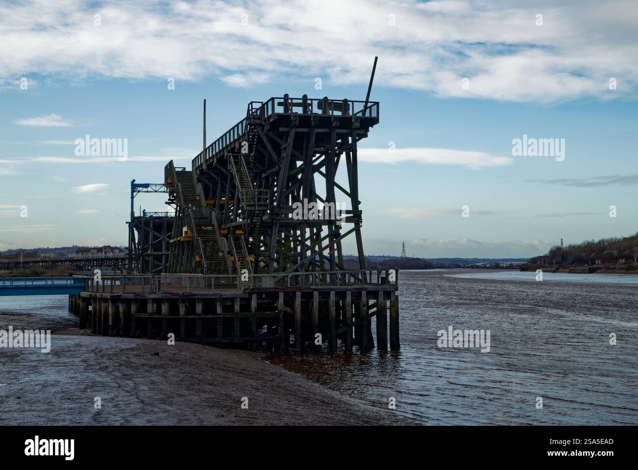 River mud at the mouth of the Tidal Lagoon at Dunston Staithes ...
