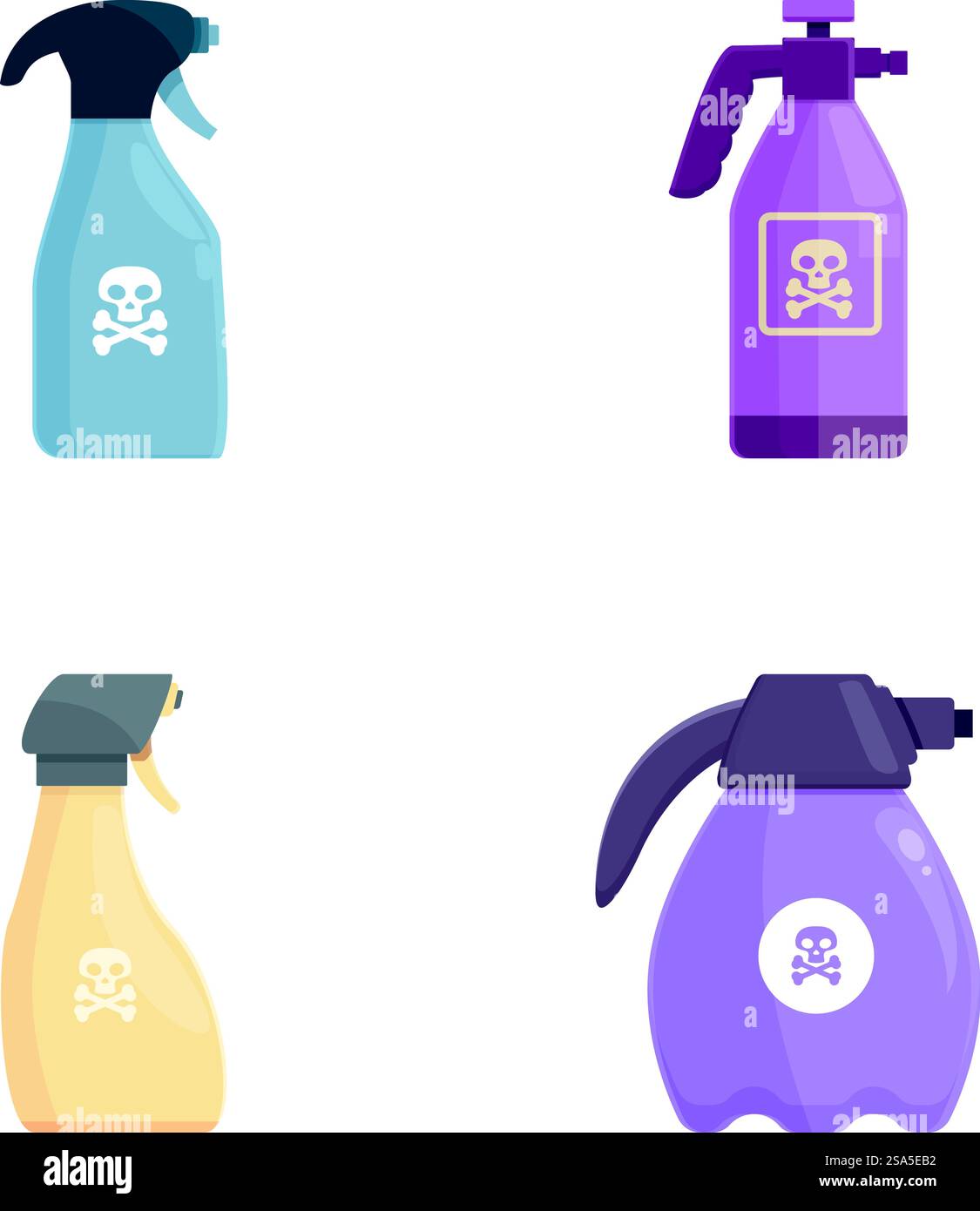 Four vector icons depicting different containers with poison hazard ...