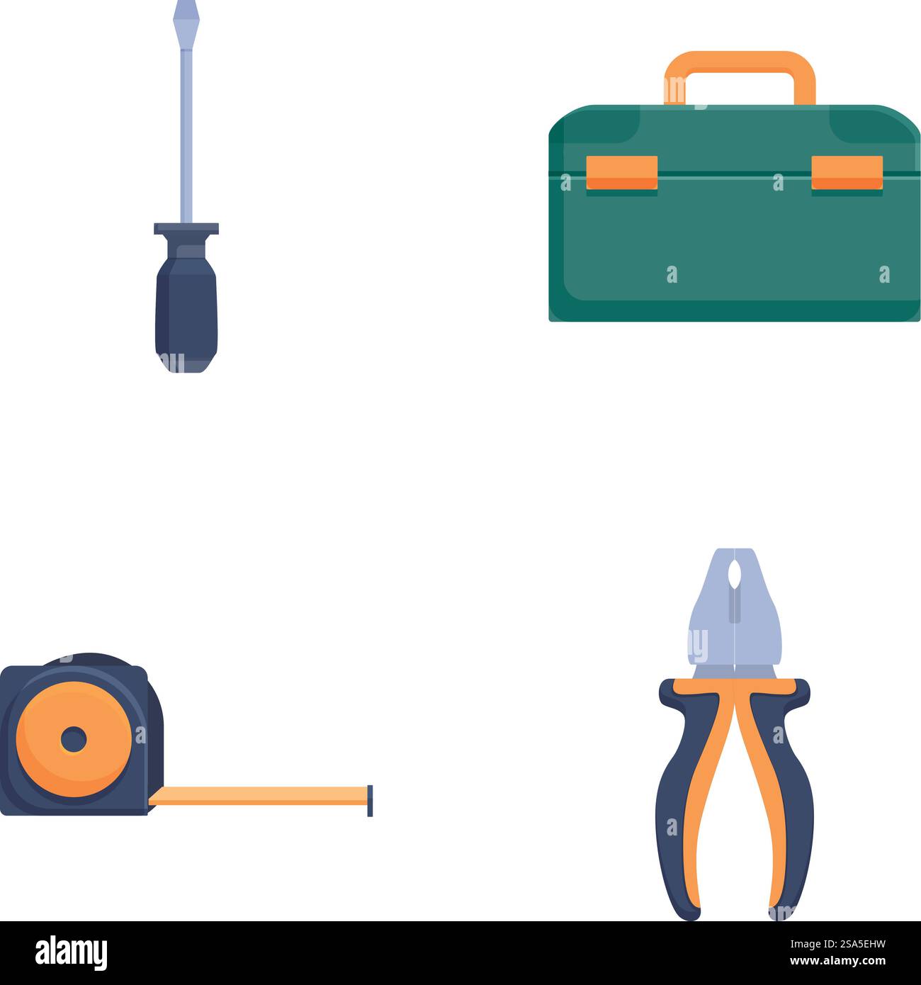 Colorful collection of vector icons featuring basic hand tools for diy ...
