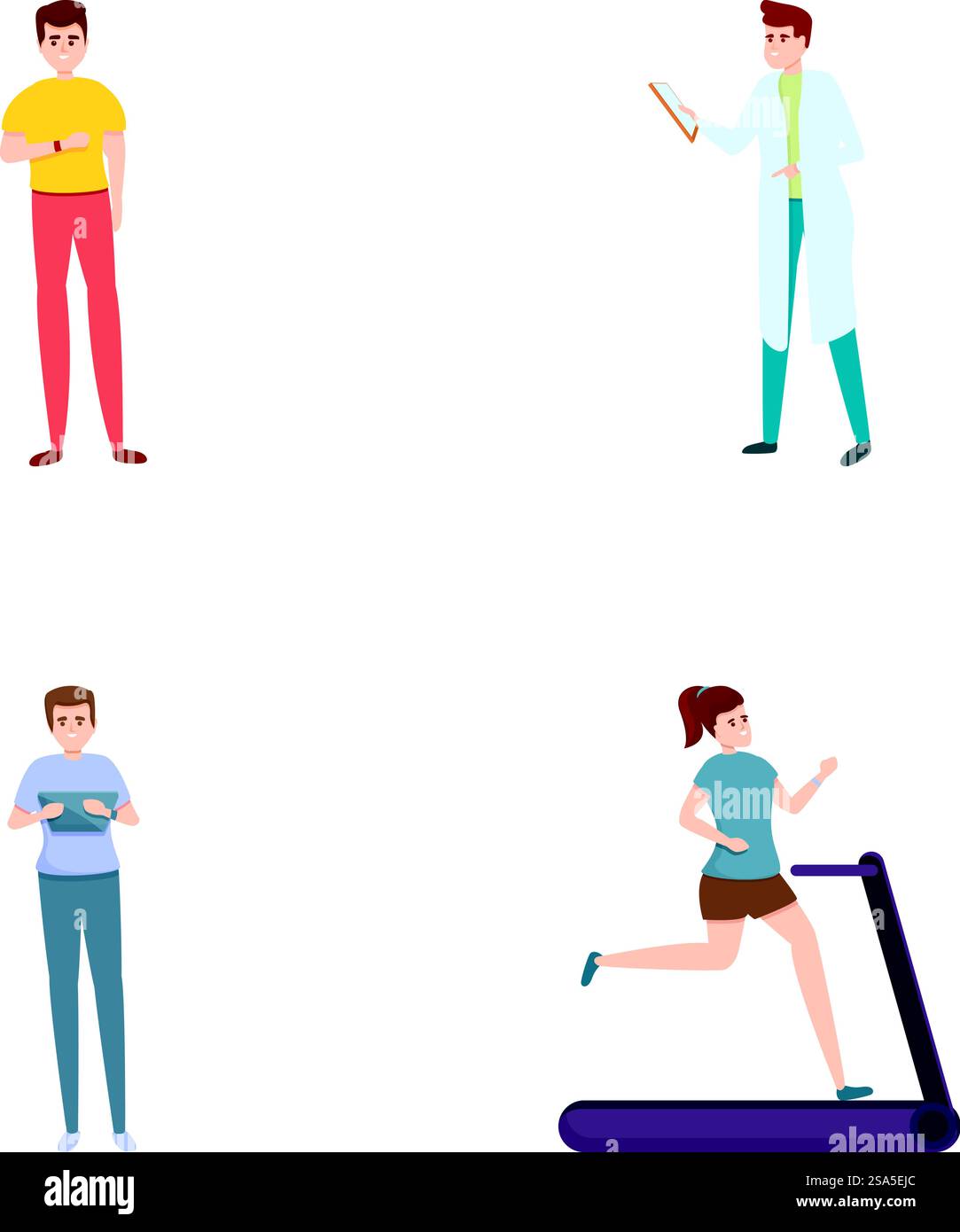 Cardio exercise icons set cartoon vector. People doing physical ...