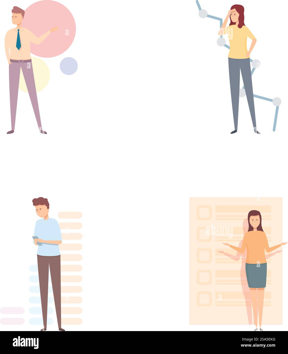 Benchmarking process icons set cartoon vector. People testing product ...