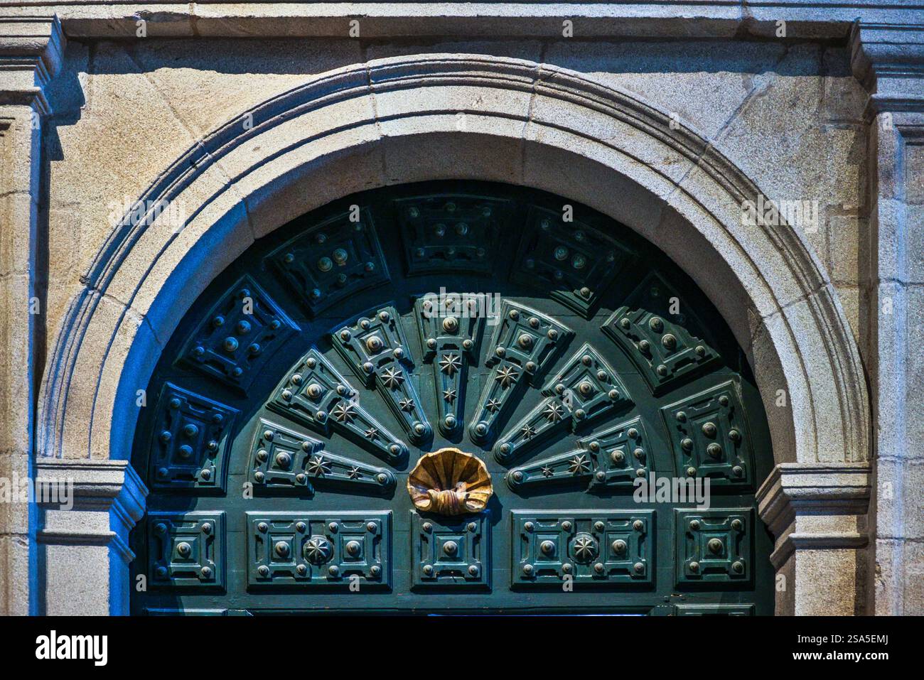 Spain, Galicia. Cathedral in Santiago de Compostela, doorway ...