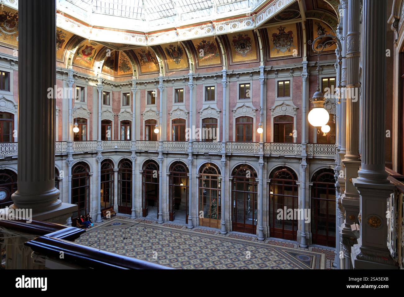 The large metallic octagonal dome with glass panels covered Hall of ...
