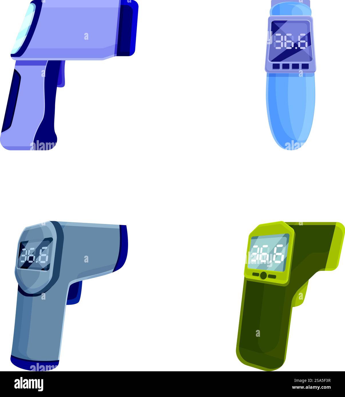 Wireless thermometer icons set cartoon vector. Non contact infrared ...