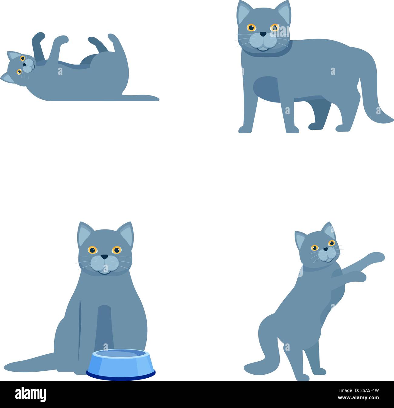 Collection of playful cartoon cats in various adorable poses and ...