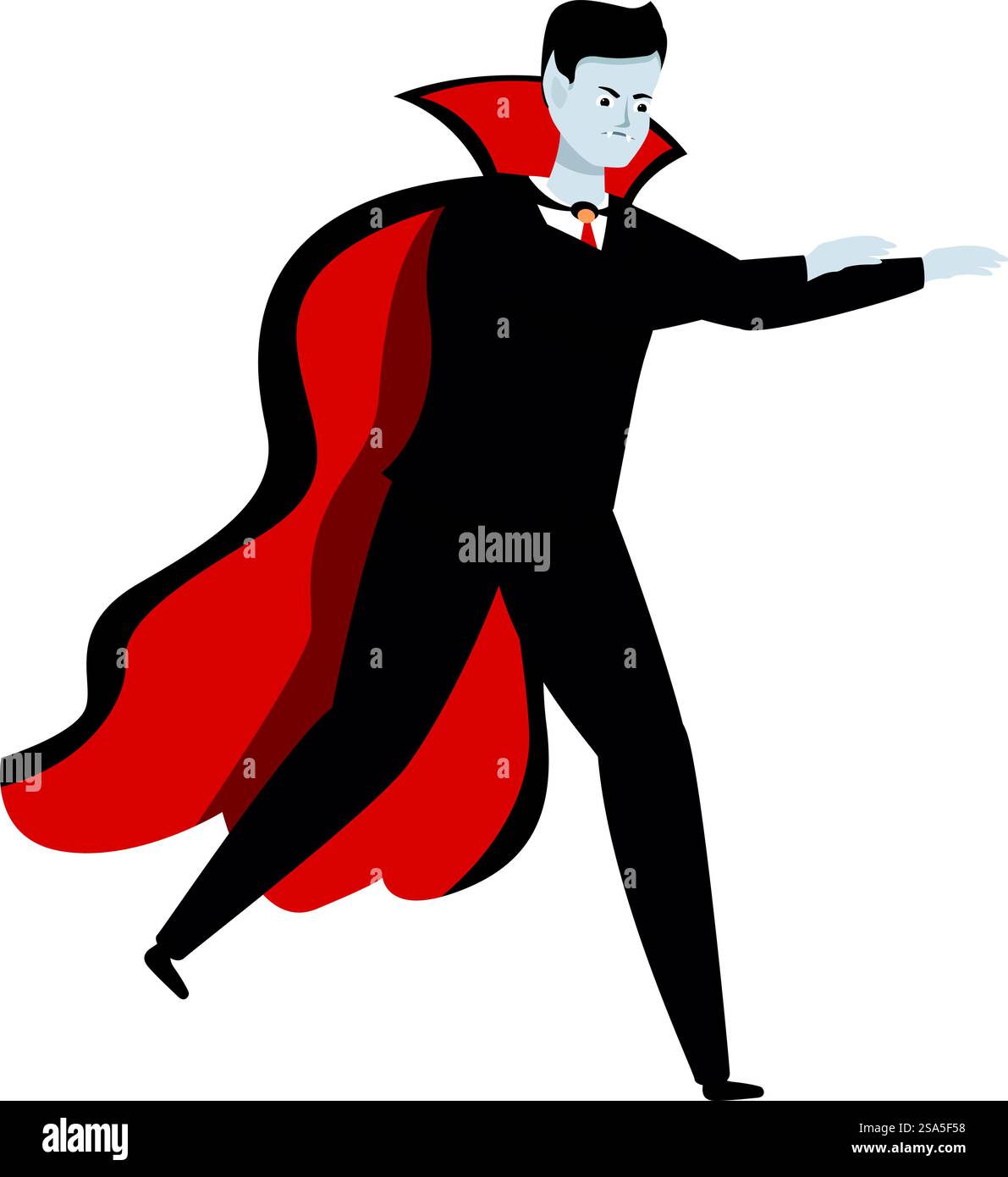 Scary businessman vampire wearing a red cape and running to catch ...