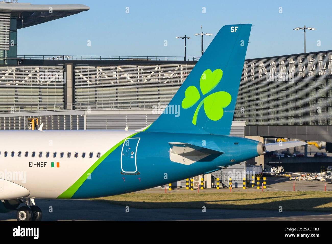 London, England, UK - 3 January 2025: Tail fin of Aer Lingus Airbus ...