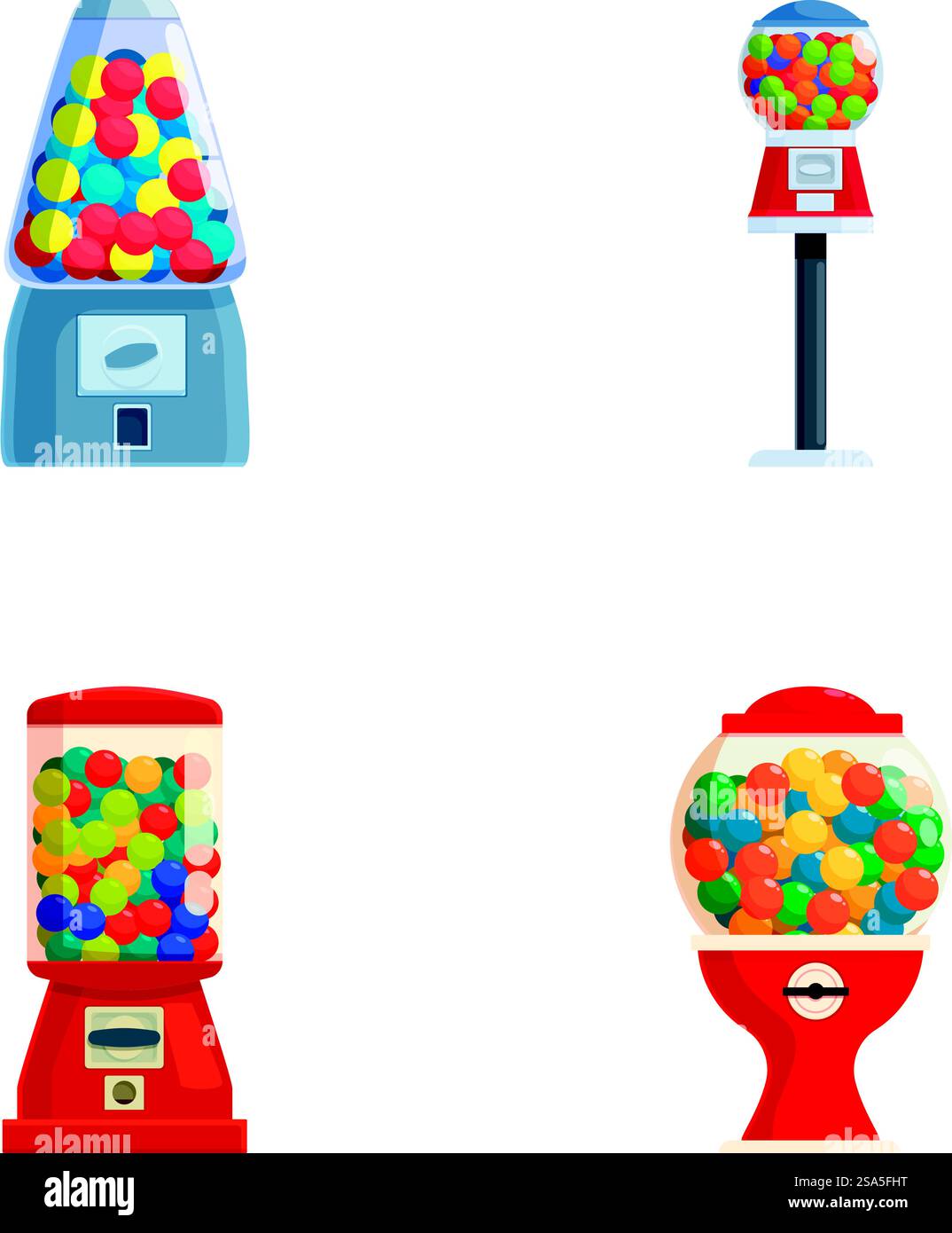 Set of four vibrant candy machine vectors, perfect for sweetthemed ...