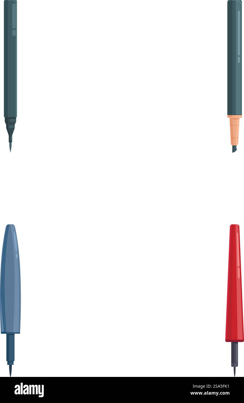 Collection of four different graphic markers on a clean background ...