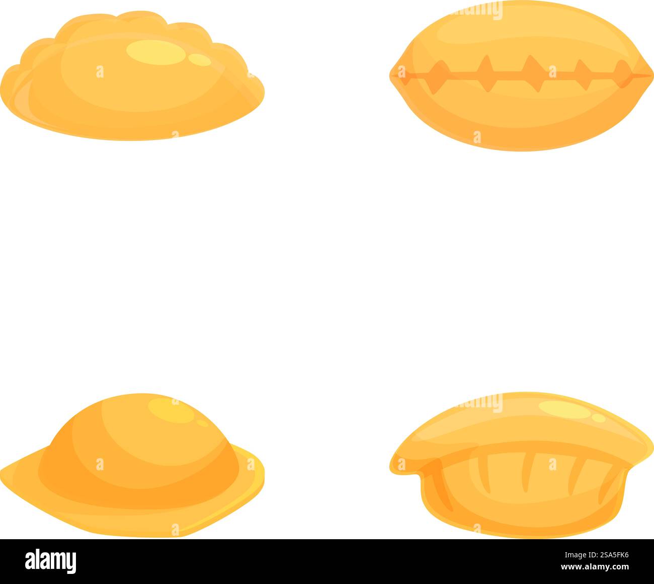 Assorted colorful cartoon pies set with illustrations of various sweet ...