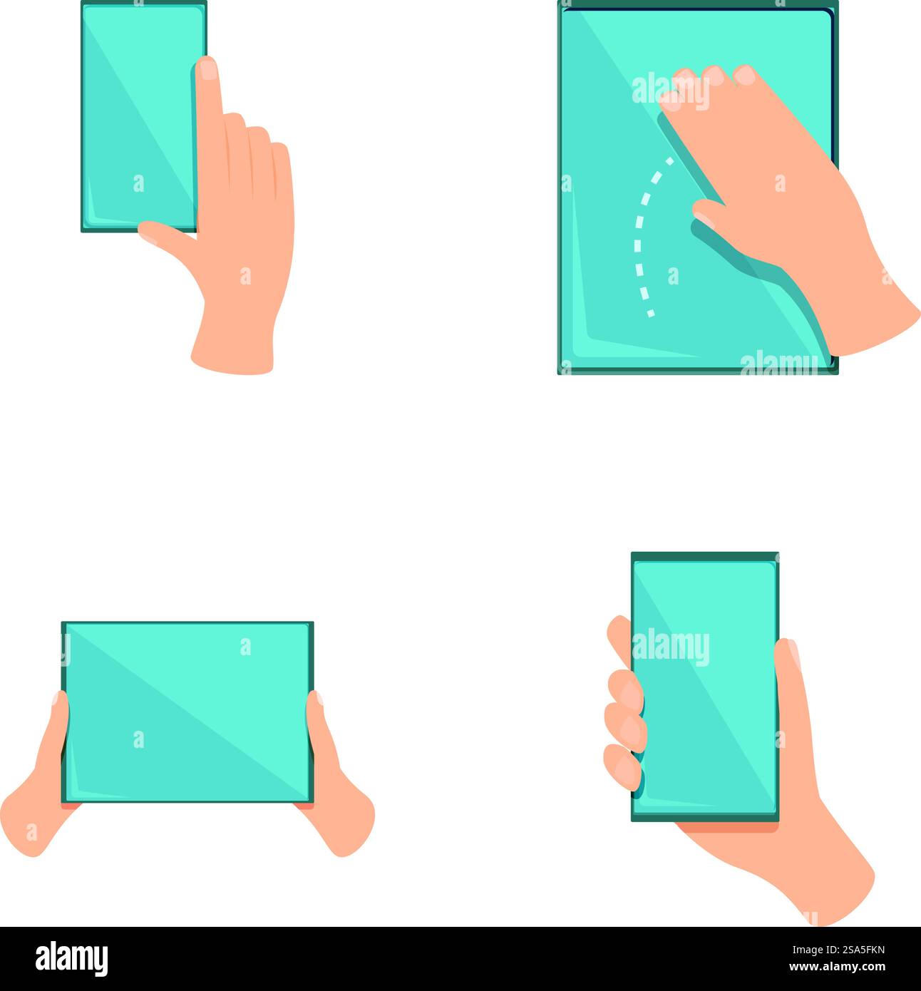 Sensitive screen icons set cartoon vector. Hand gesture on touch ...