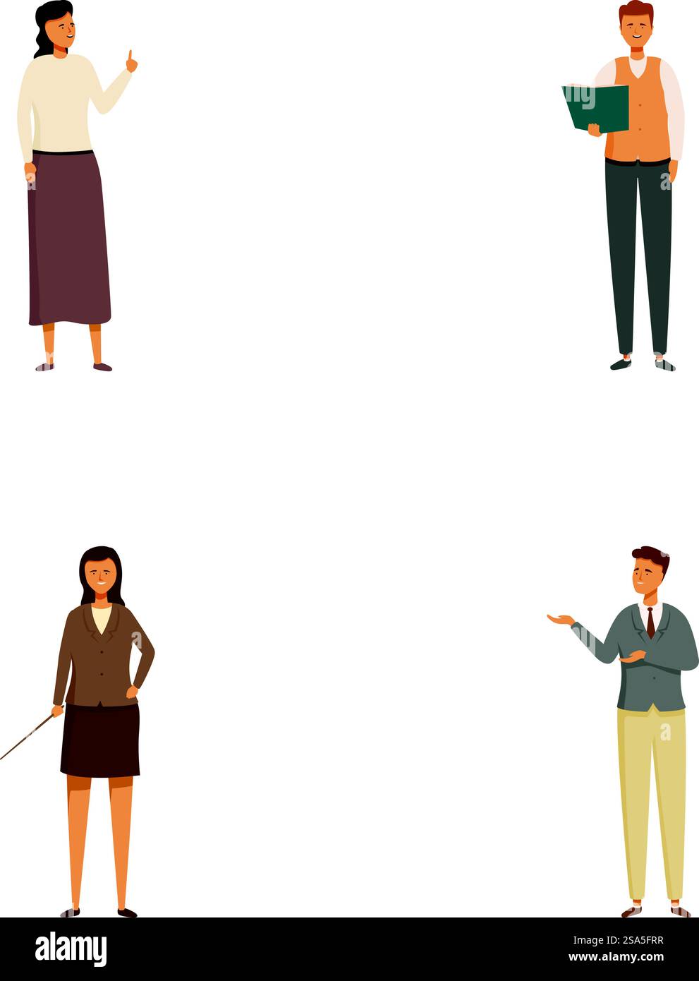 Collection of four diverse cartoon business professionals in various ...