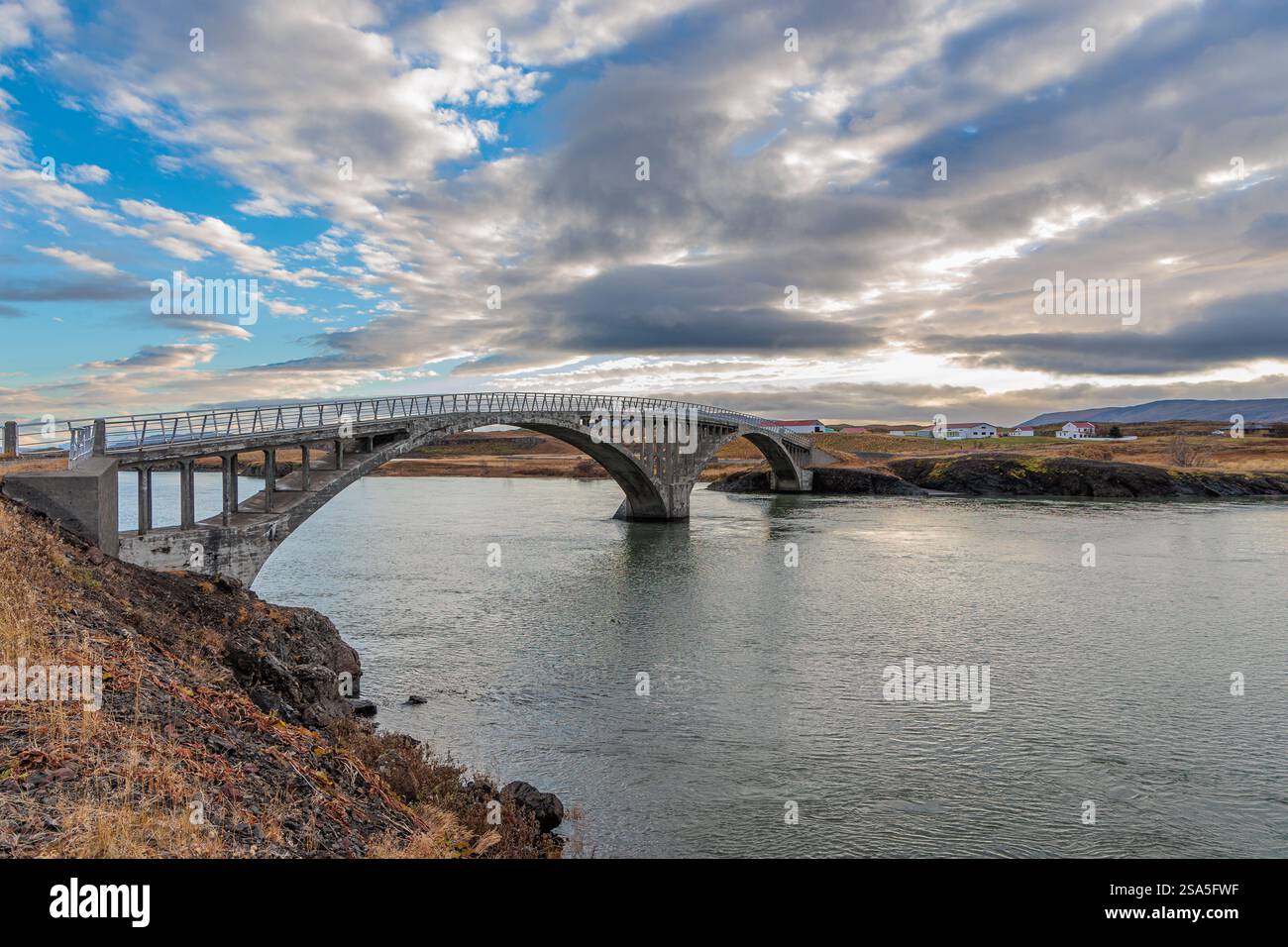 Bridge over the Hvita River on the west coast of Iceland, North ...