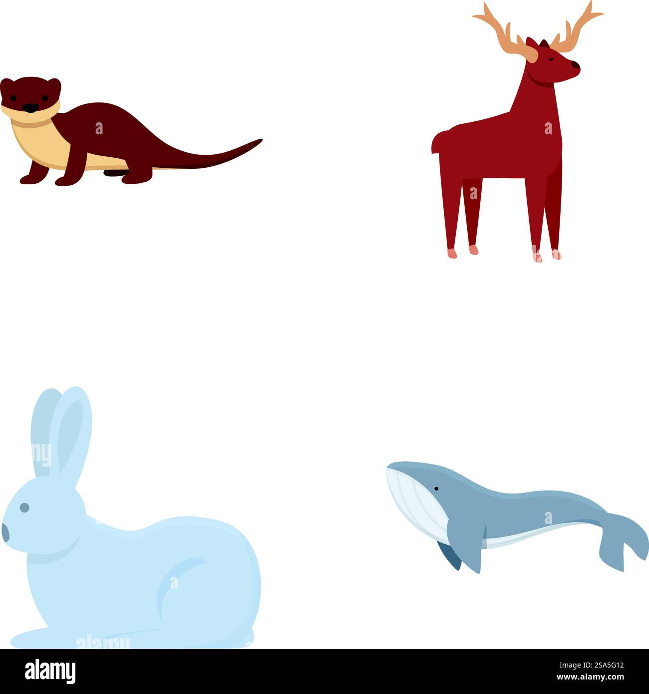 Alaska nature icons set cartoon vector. Antarctic and arctic animal ...
