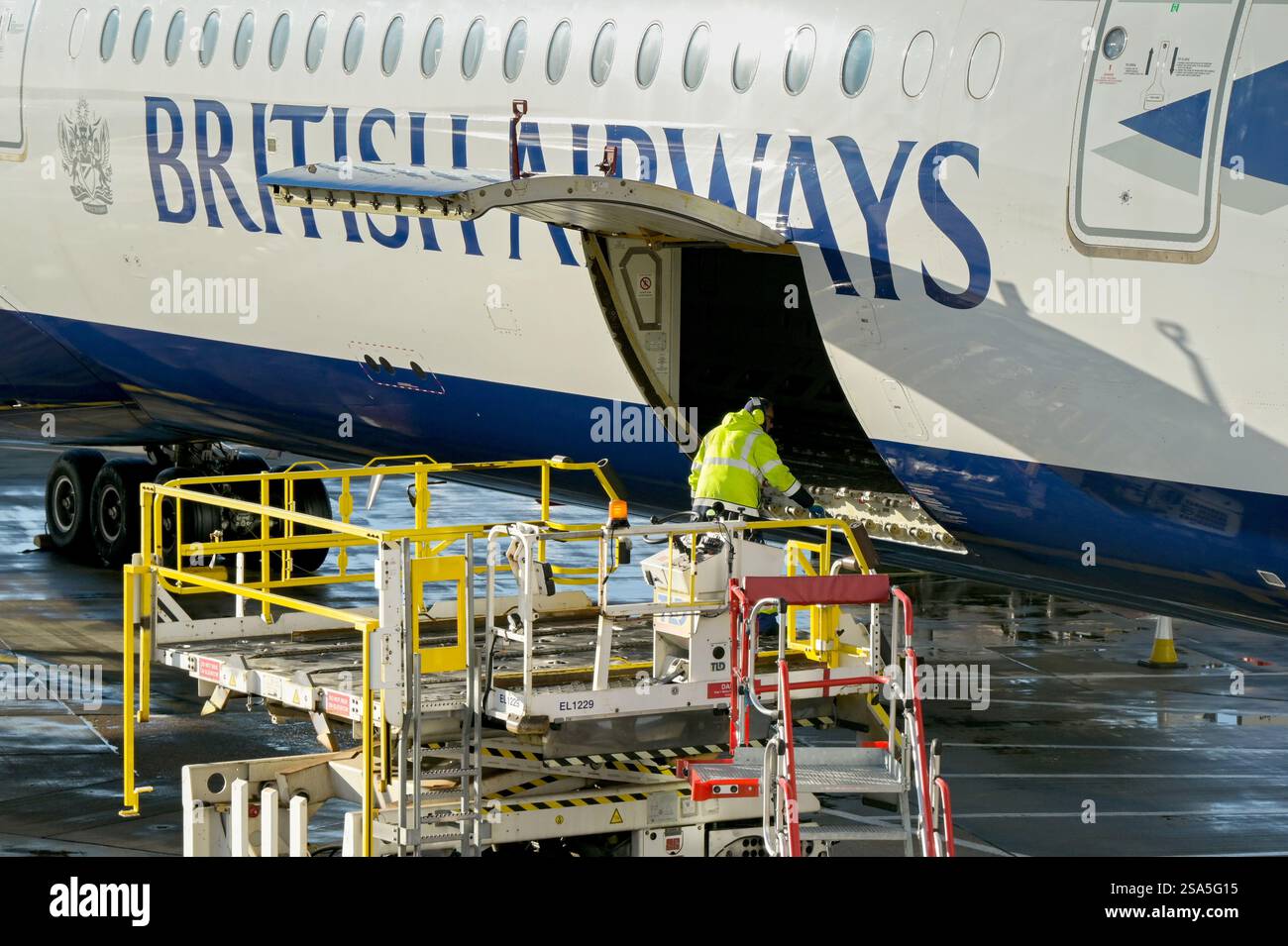 London, England, UK - 3 January 2025: Pallet loading equipment ...
